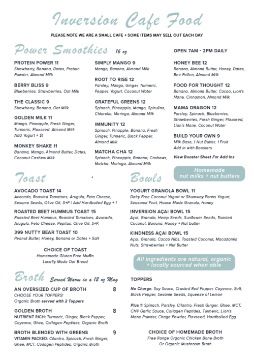 Cafe Menu - Inversion