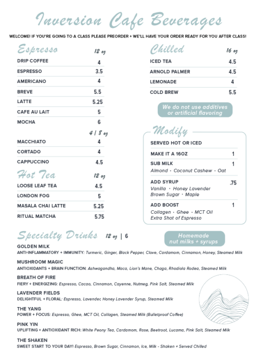 Cafe Menu - Inversion